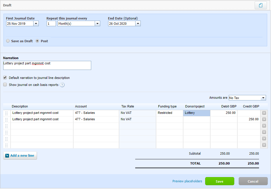 Project tracking | Xero for Small Charities